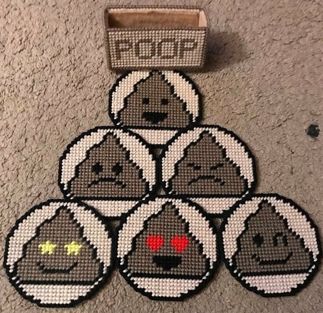 Poop Plastic Canvas Coaster Set Pattern - Etsy