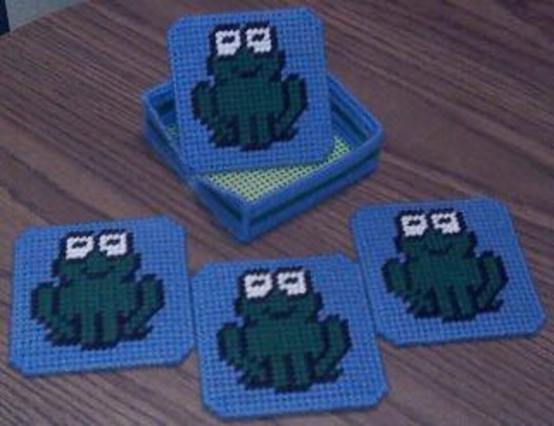 Frog Plastic Canvas Coaster Pattern Set - Etsy