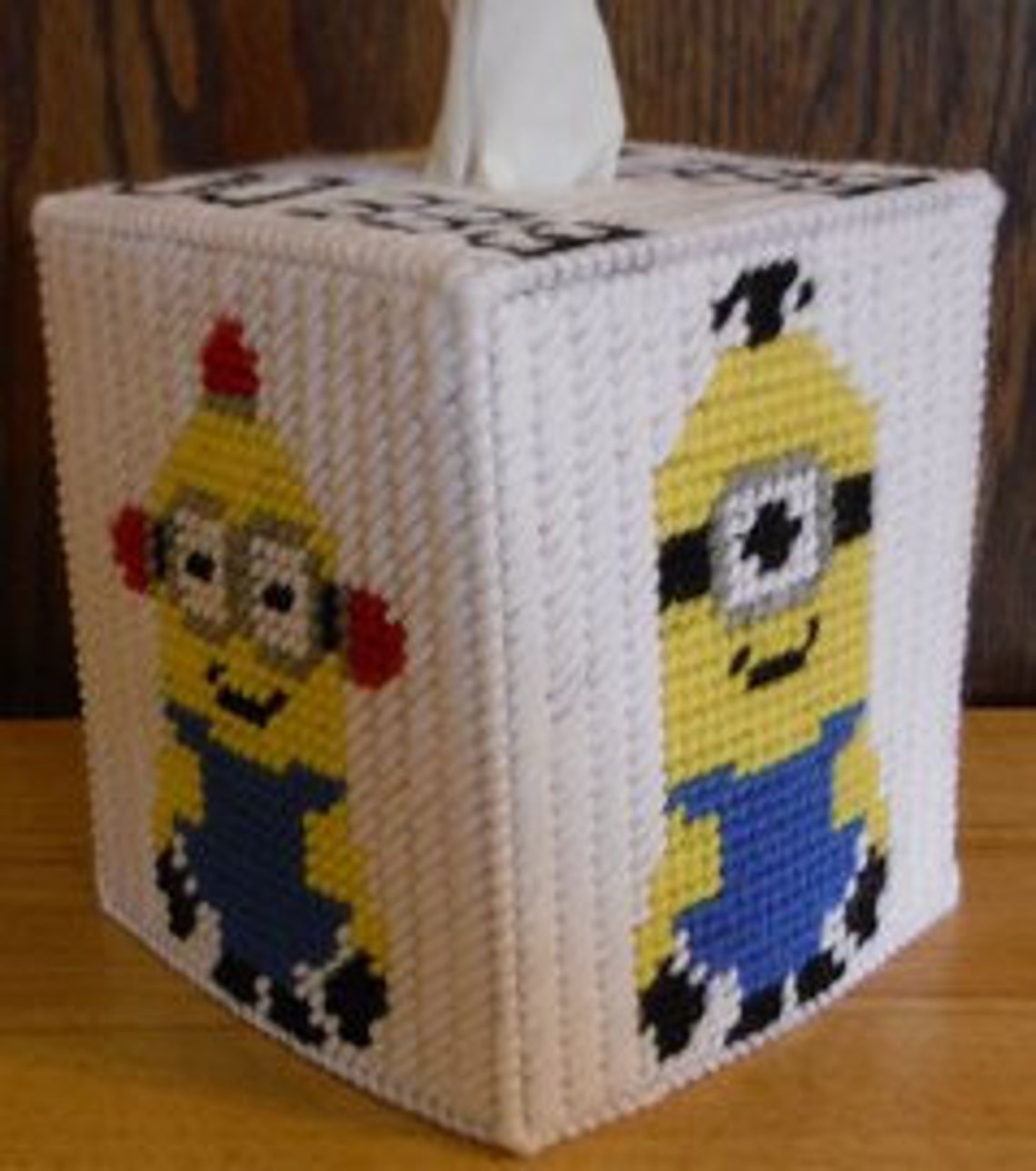 Minion Inspired Tissue Box Pastic Canvas Pattern Cover - Etsy