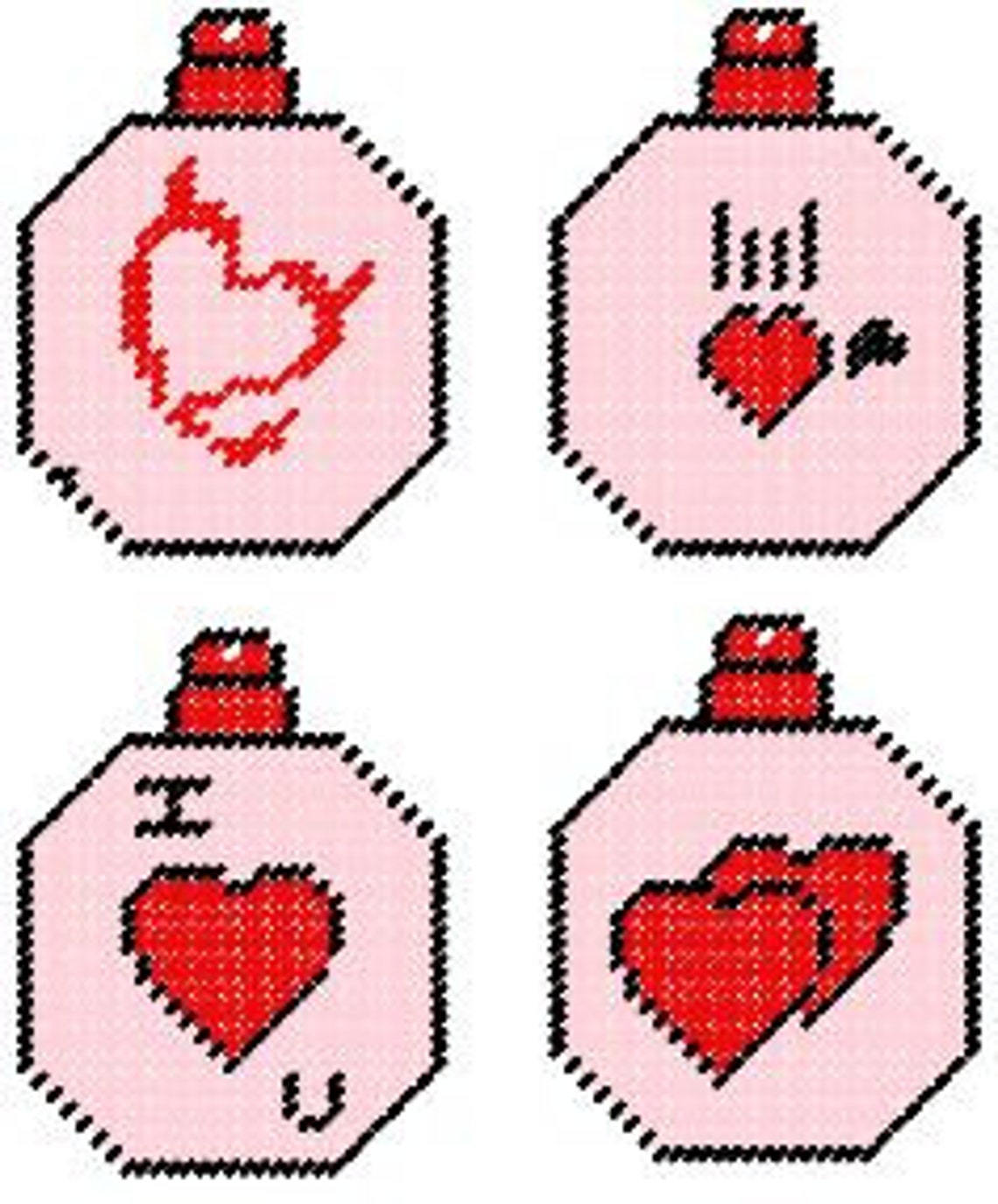Heart Plastic Canvas Ornament Set Pattern - Etsy