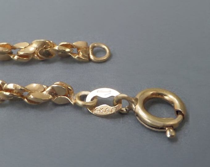 Vintage 14K GF CHAIN Necklace Modernist SEQUIN Gold Filled Links 18 Hallmarked Tag Mint ...