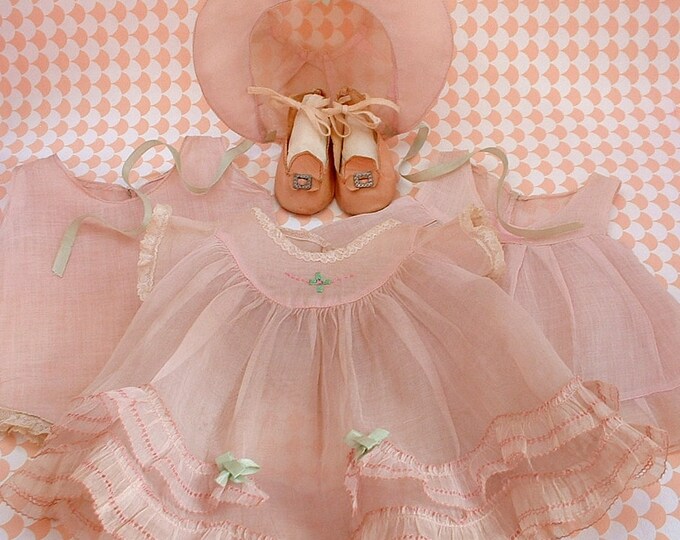 On Hold Vintage Effanbee PATSY LOU Doll Dress Clothing PINK Organdy ...