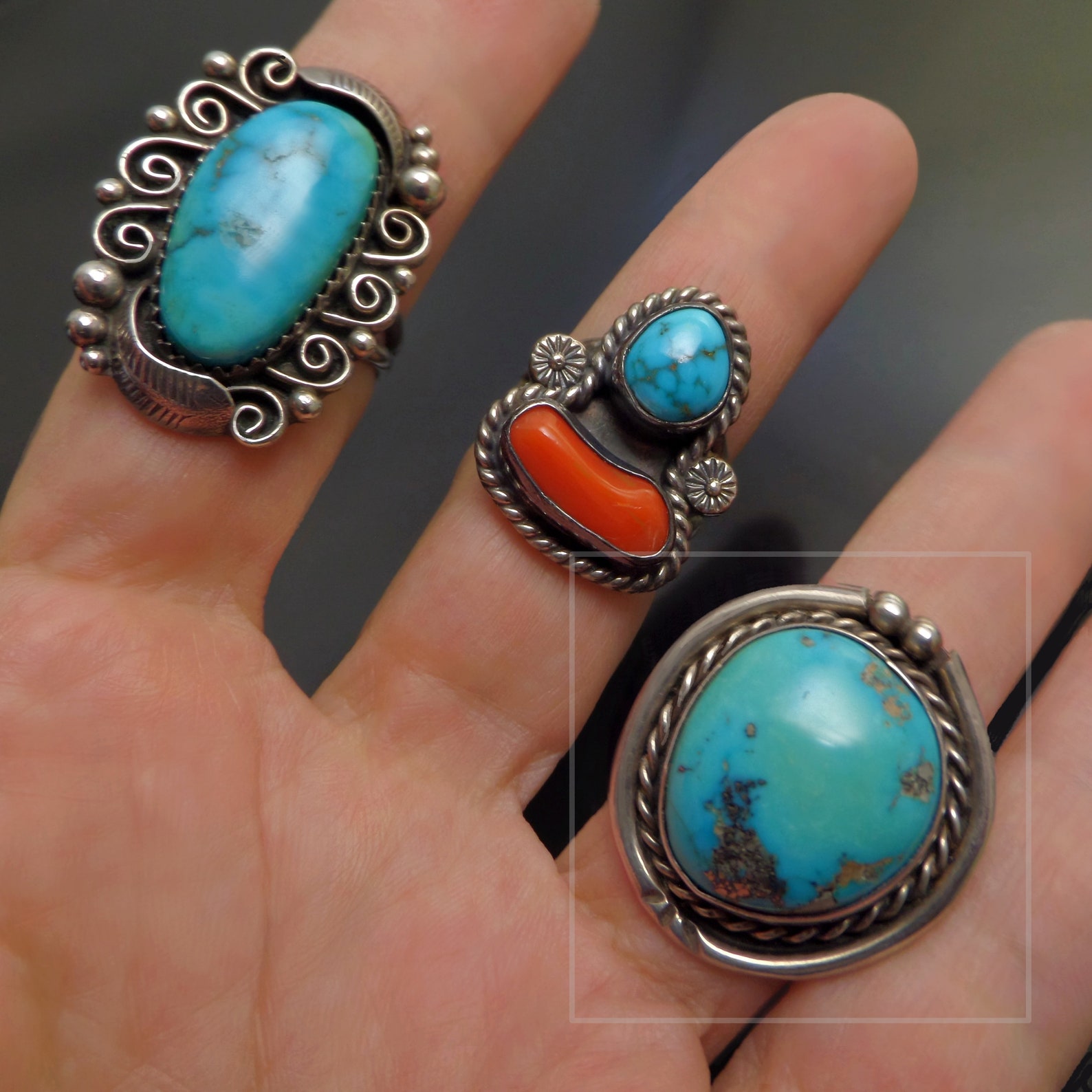 Old Pawn NATIVE American Indian RING Vintage NAVAJO Turquoise | Etsy