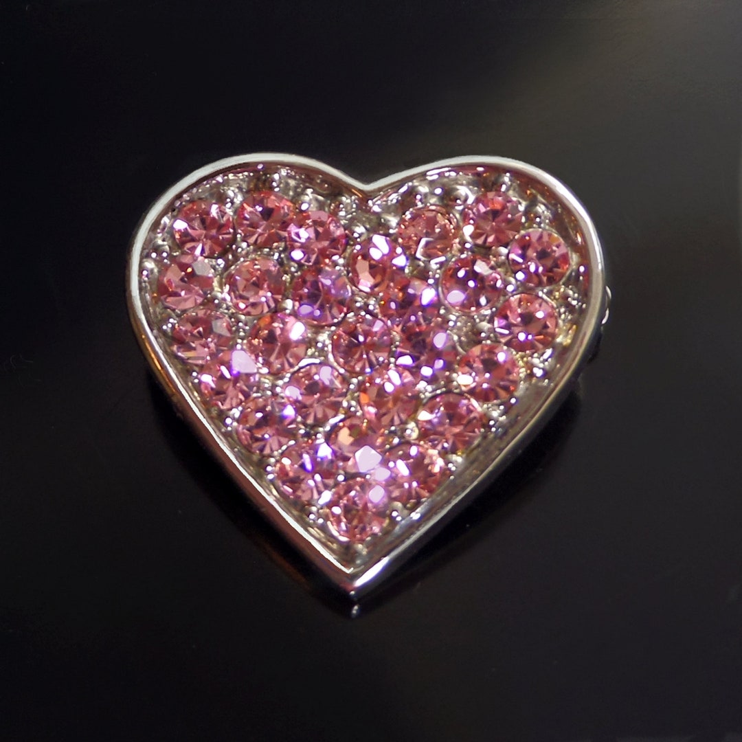 Vintage PINK Rhinestone HEART Brooch, Women's Pastel Costume Jewelry, I ...