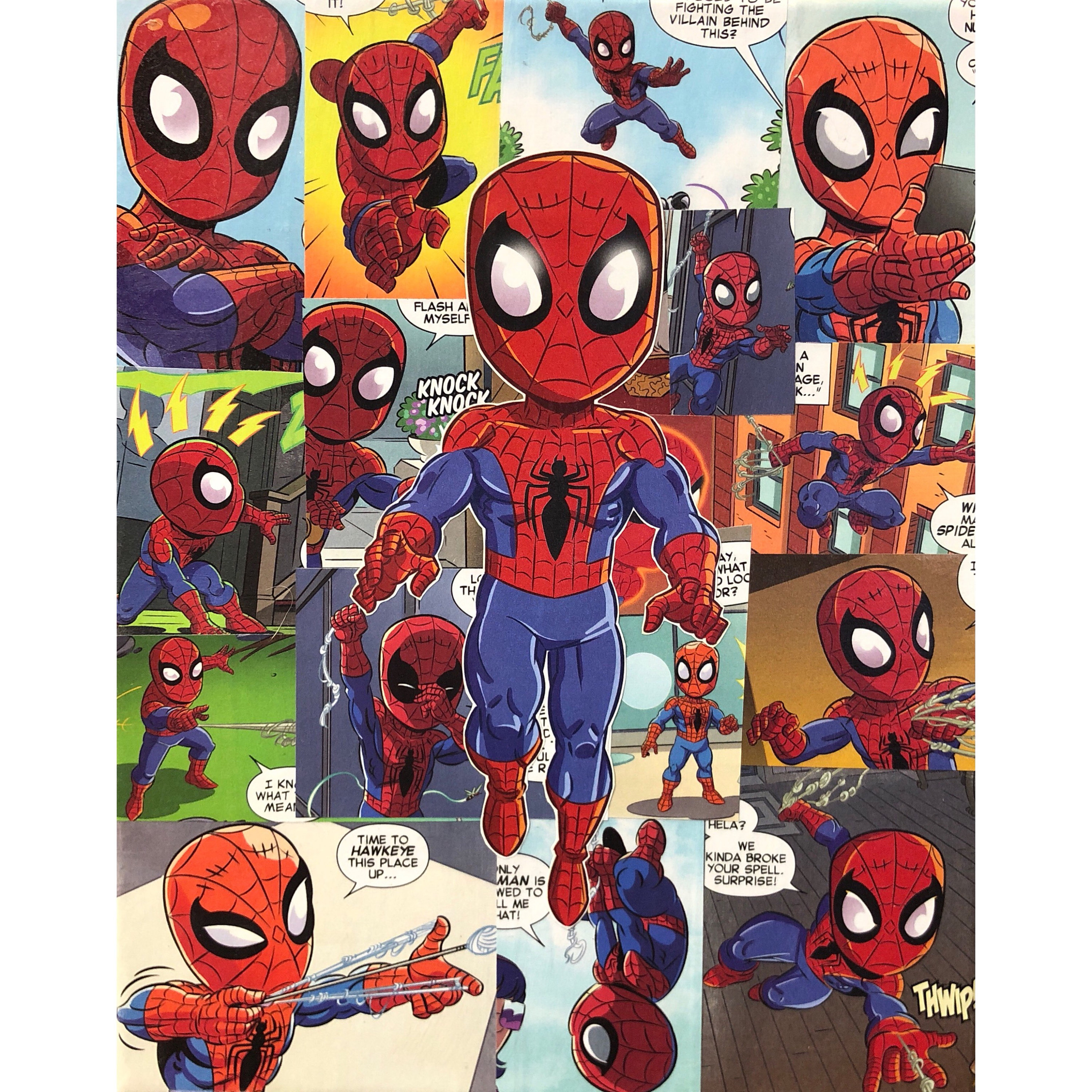 Spiderman Cartoon Comic Collage Canvas 8inX10in | Etsy