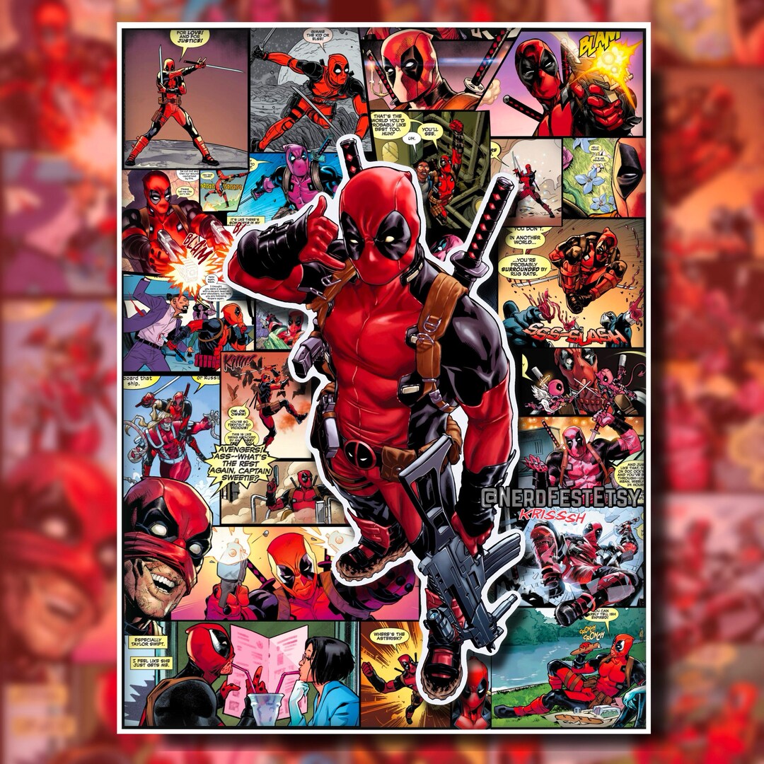Red Giant Comic Collage (9inx12in) PRINT - Etsy