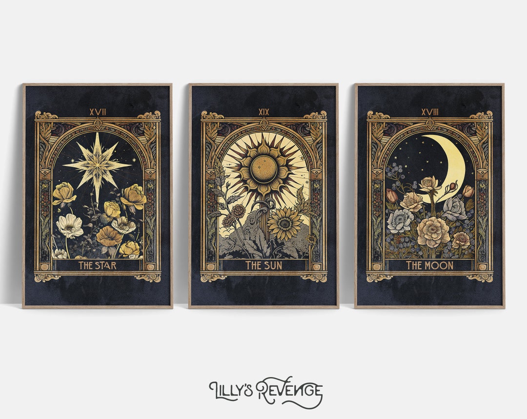 Set of 3 Printable Tarot Card Prints, Tarot Wall Art, Tarot Card Poster, Tarot Home Decor ...