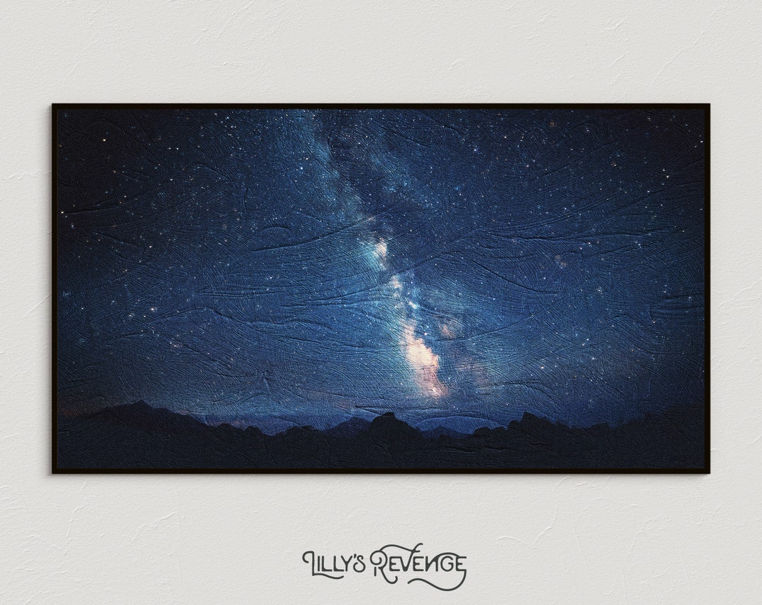Samsung Frame TV Art Night Sky Painting | Blue Milky Way Sky Frame TV ...