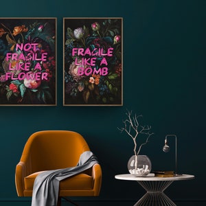 Altered Art Print Jewel Tone Dark Floral Wall Art Maximalist Painting ...