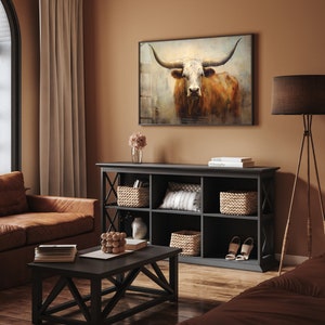 Printable Longhorn Wall Art Texas Farmhouse Decor Longhorn Painting ...