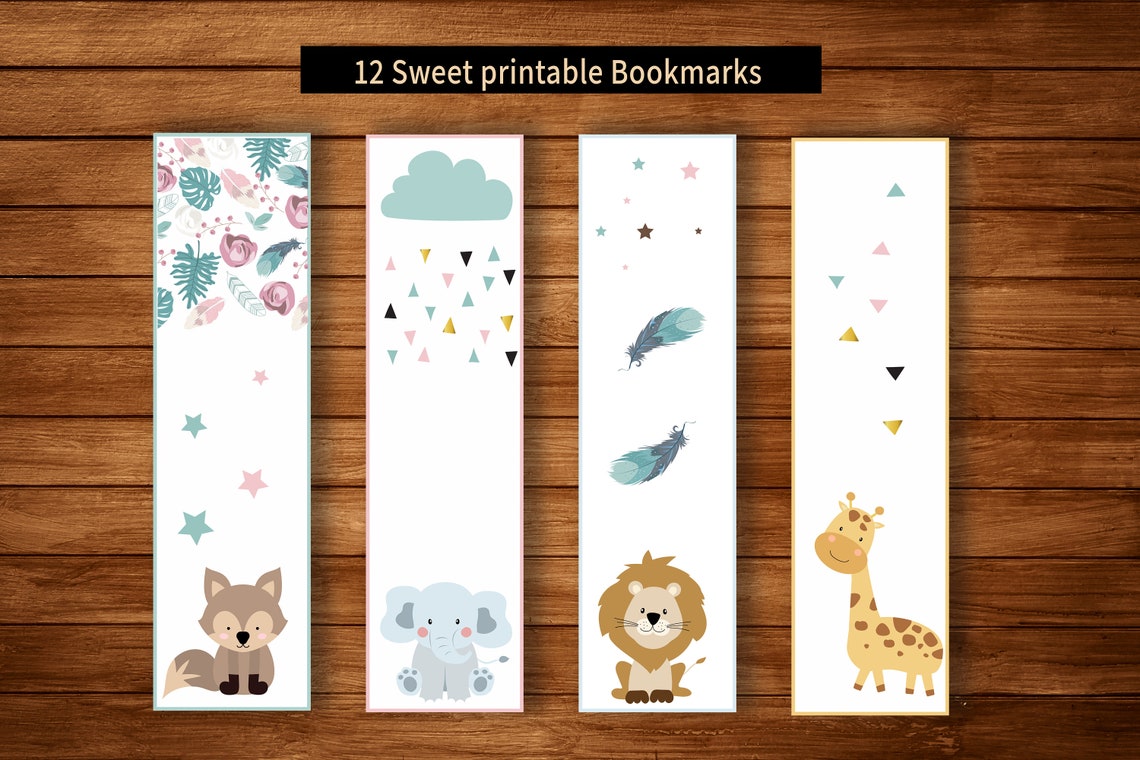 Printable Bookmarks Template, Printable Gift, Animals Bookmarks ...