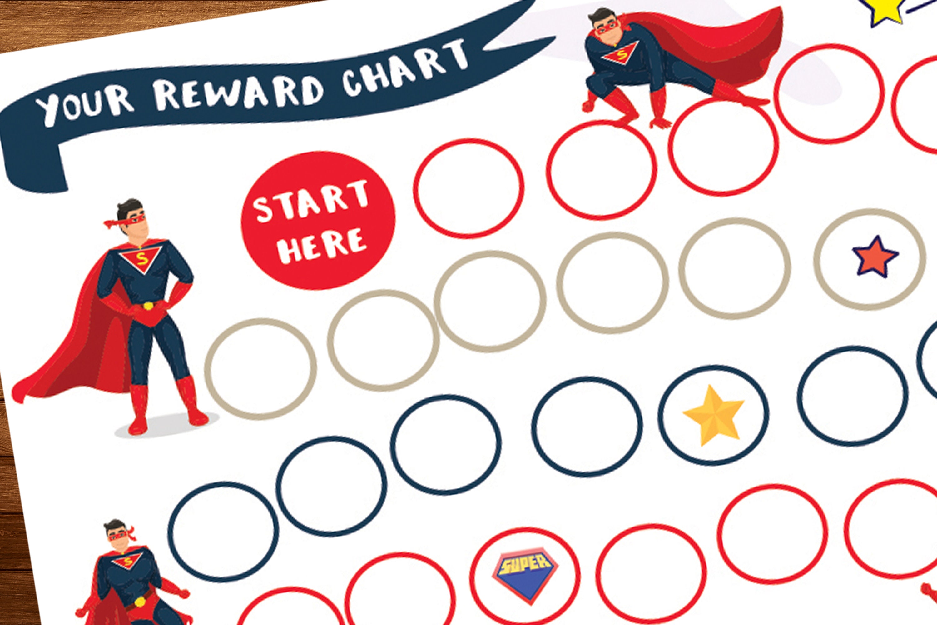Reward Chart Super Hero Reward Chart Sticker Chart, Instant Download ...