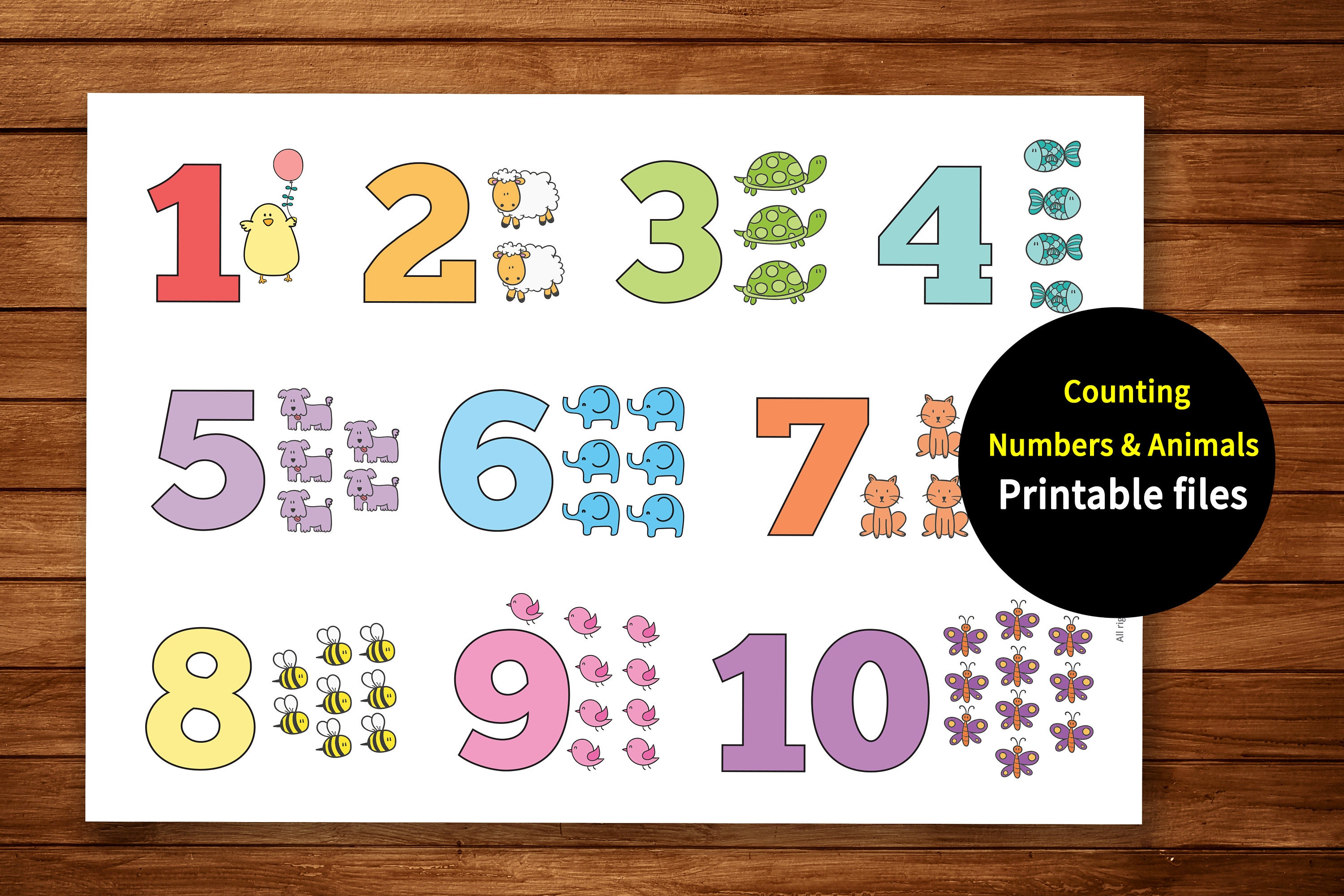 Numbers Chart counting Numbers-counting Animals toddler Chart, Learning ...