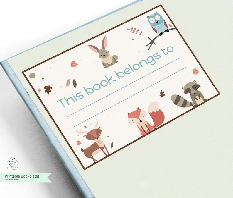 Woodland Animals Bookplates: Printable Kids Book Labels (PDF, JPG) - Etsy