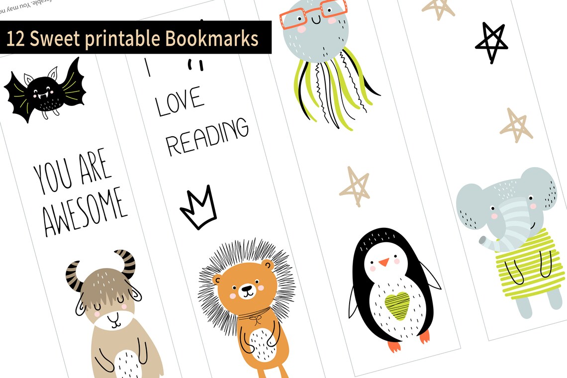Printable Bookmarks Template Animals Bookmarks Printable - Etsy