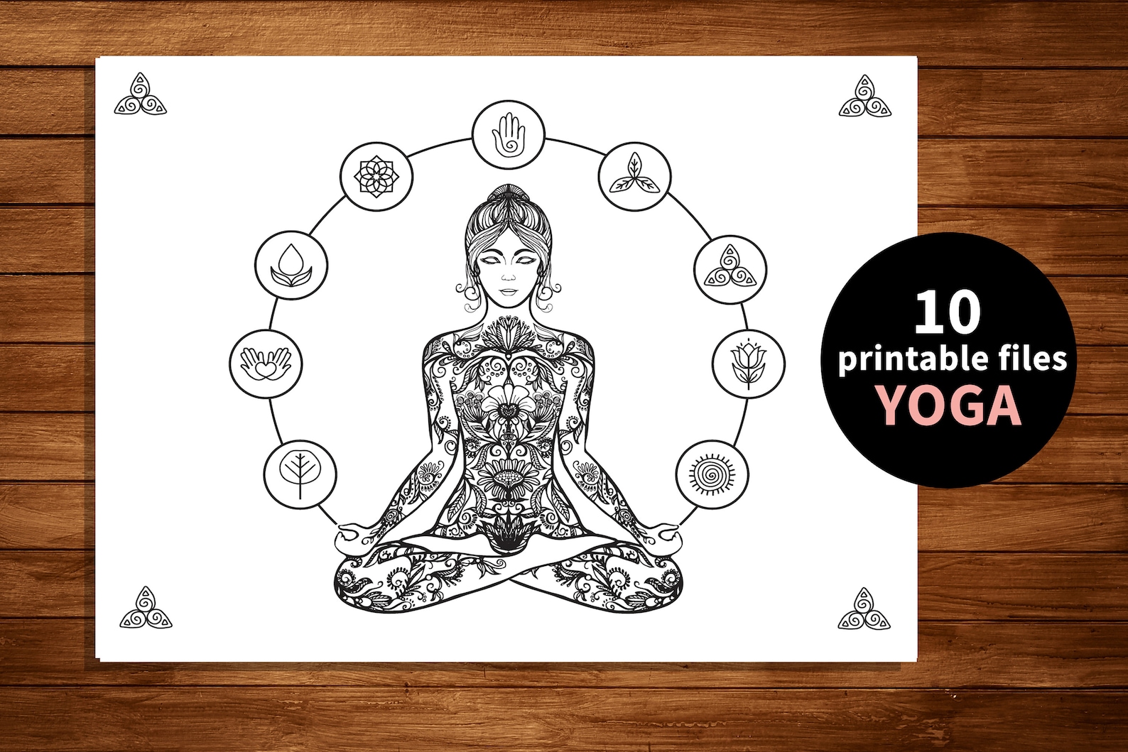 Yoga Poster Coloring Page Yogaa2 Printable Yoga Posteryoga | Etsy