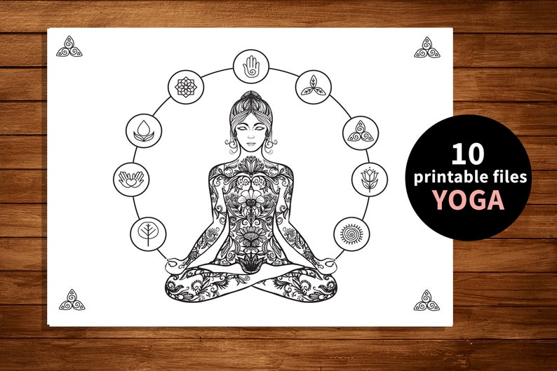 Yoga Poster Coloring Page Yogaa2 Printable Yoga Posteryoga - Etsy