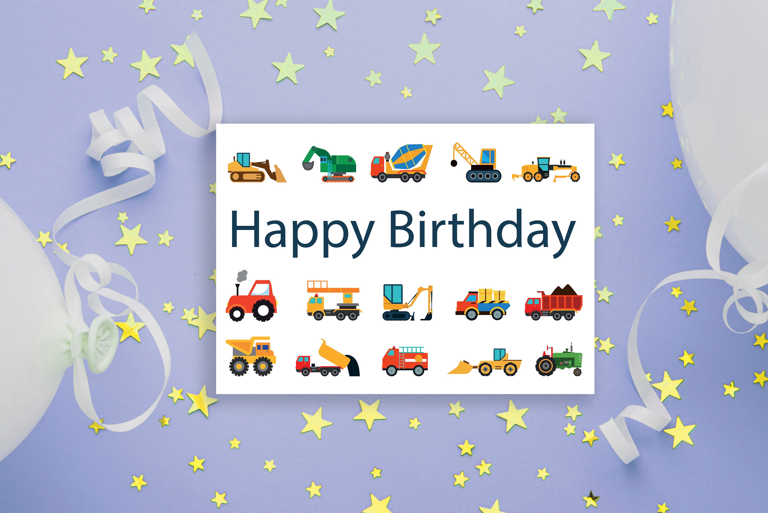 Construction Printable Printable Birthday Cards for Boy - Etsy