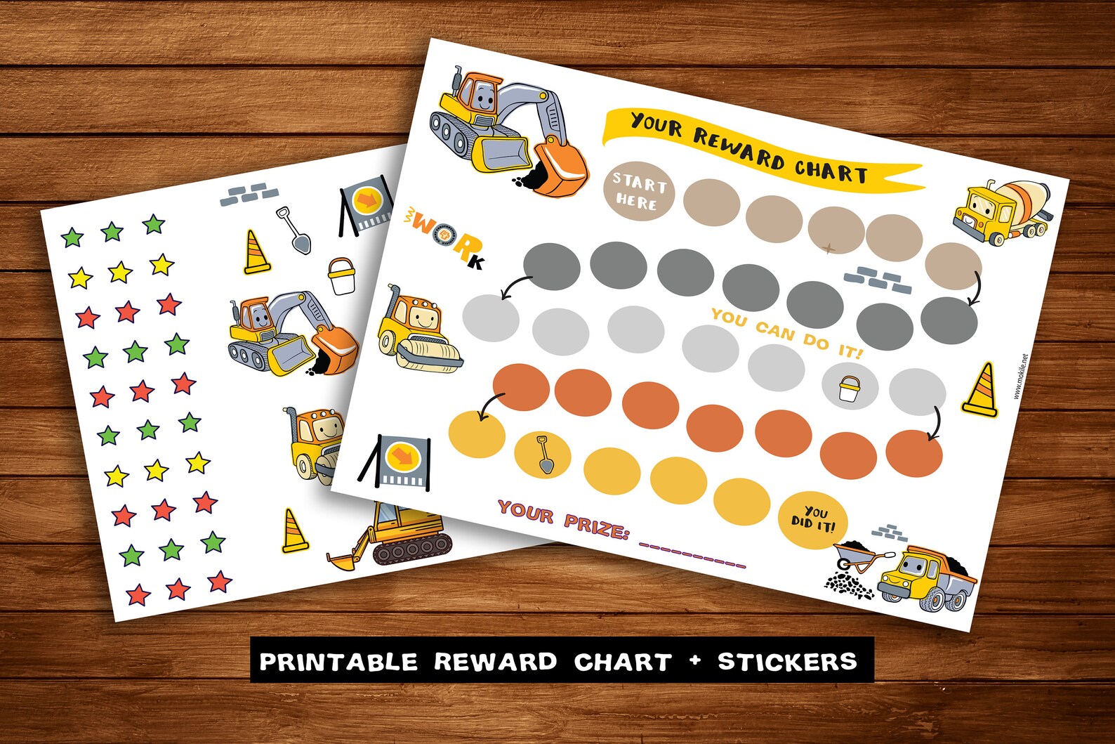 Printable Construction Reward Chart Sticker Chart Instant - Etsy