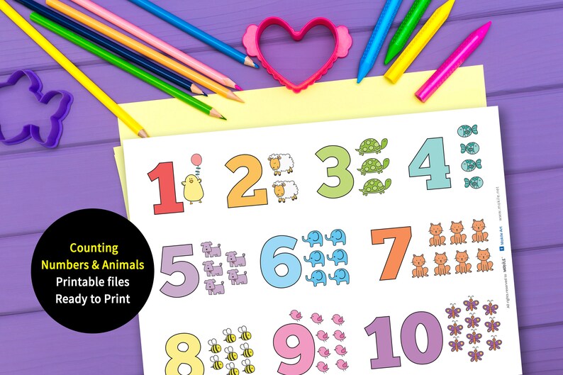 Numbers Chart counting Numbers-counting Animals toddler Chart, Learning ...