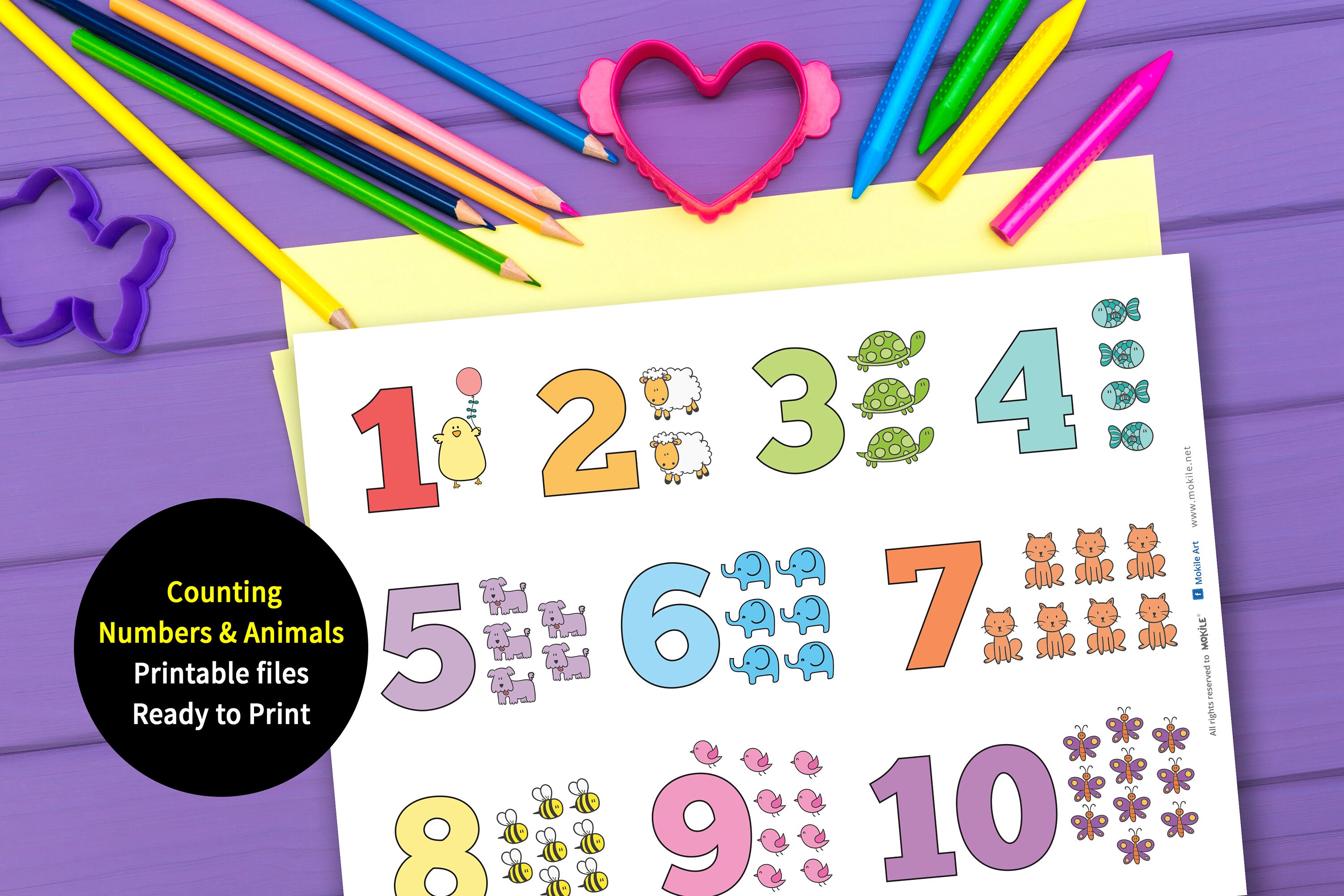 Numbers Chart counting Numbers-counting Animals toddler Chart, Learning ...