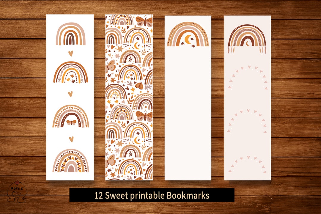Boho Rainbow Bookmarks: 12 Printable Cards (instant Download) - Etsy