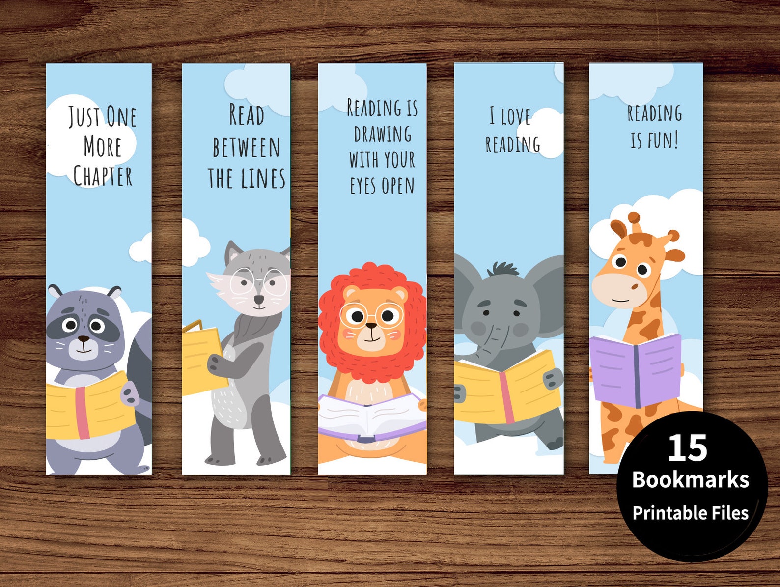 Animals Printable Bookmarks: Kids Bookmark Set (digital Download) - Etsy