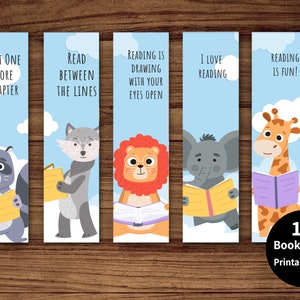 Animals Printable Bookmarks: Kids Bookmark Set (digital Download) - Etsy