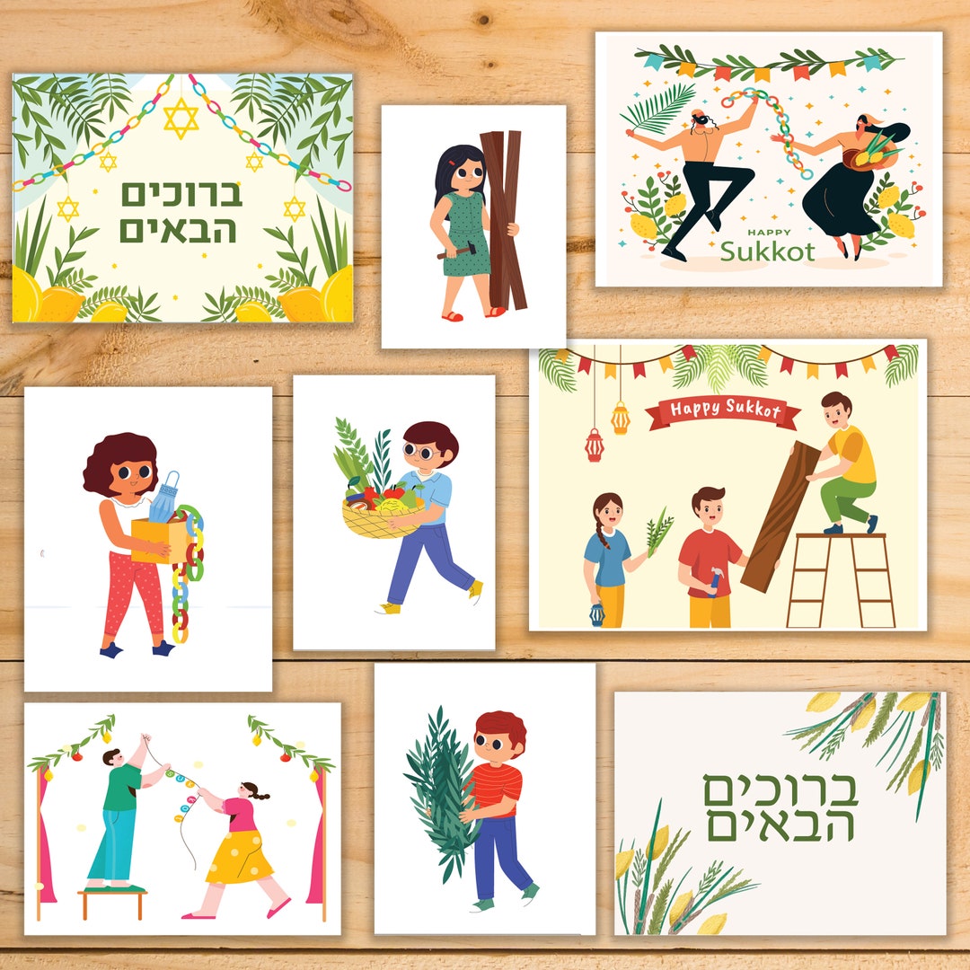 Sukkot Coloring Posters Printable Sukkah Decorations חג סוכות שמח 25 ...