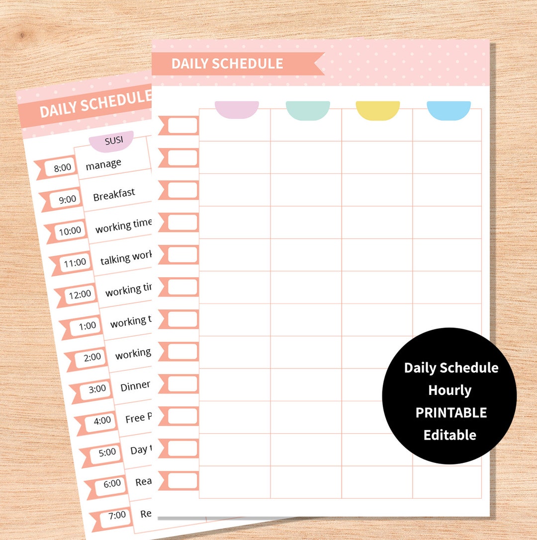Daily Schedule Hourly Printable Planner for Moms - Etsy