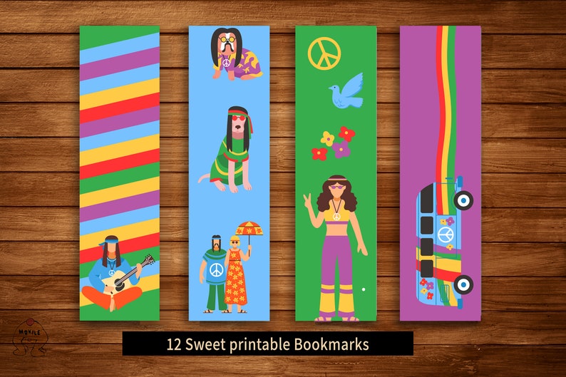 Bookmarks Printable Bookmarks Template PEACE SIGNS - Etsy