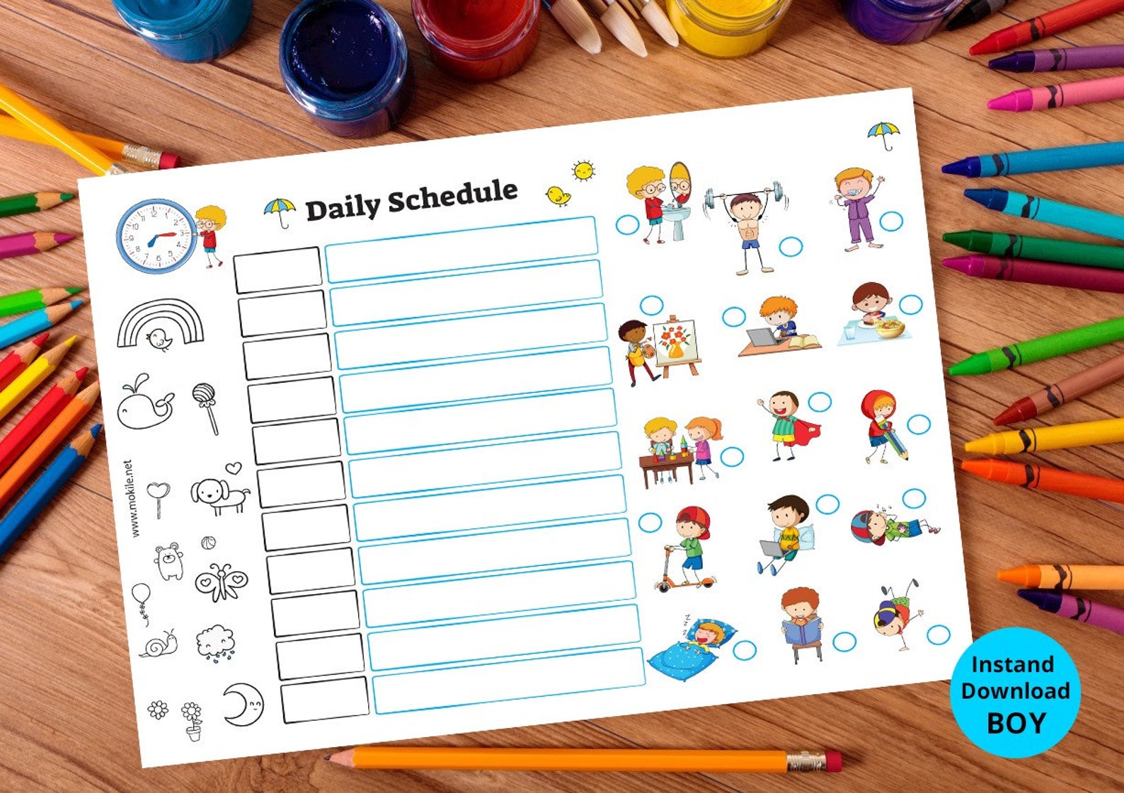 Daily Schedule Printableboy Daily Scheduleplanner - Etsy