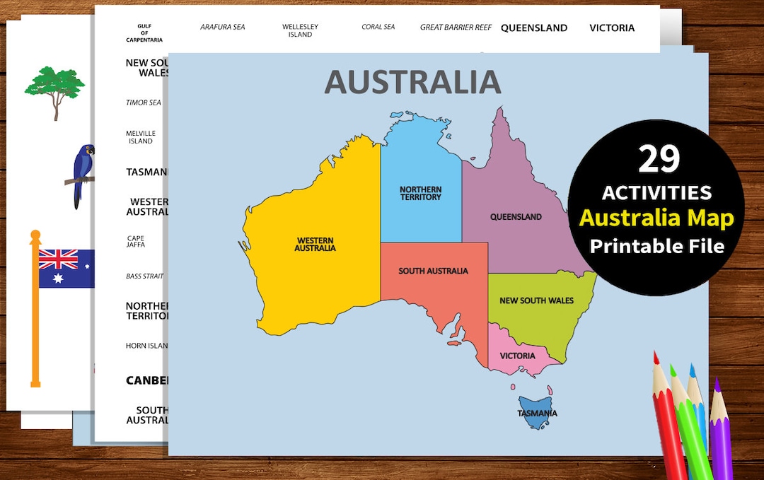 Australia Activity Pack: Learning Map, Coloring Pages (PDF Downloadable ...