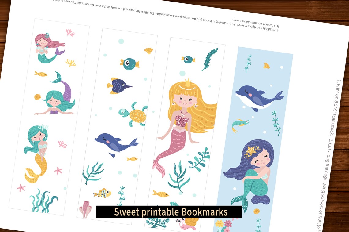 Printable Bookmarks Template Mermaids Bookmarks Printable - Etsy