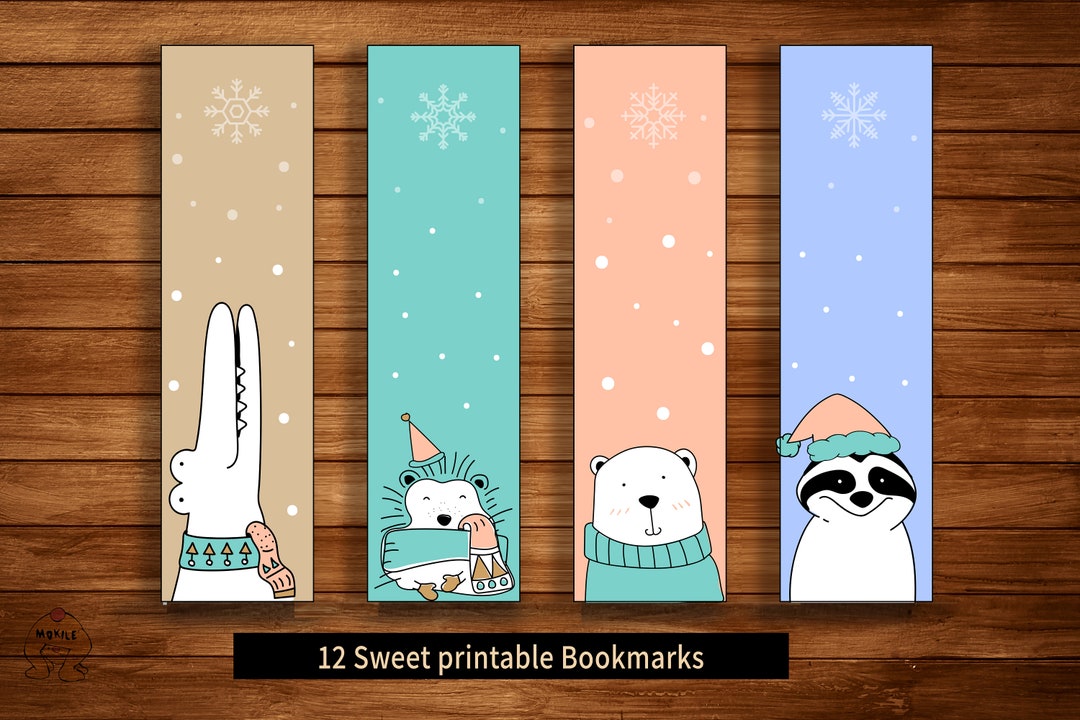 Winter Animal Bookmarks, Kids Printable Set (digital Download - Etsy