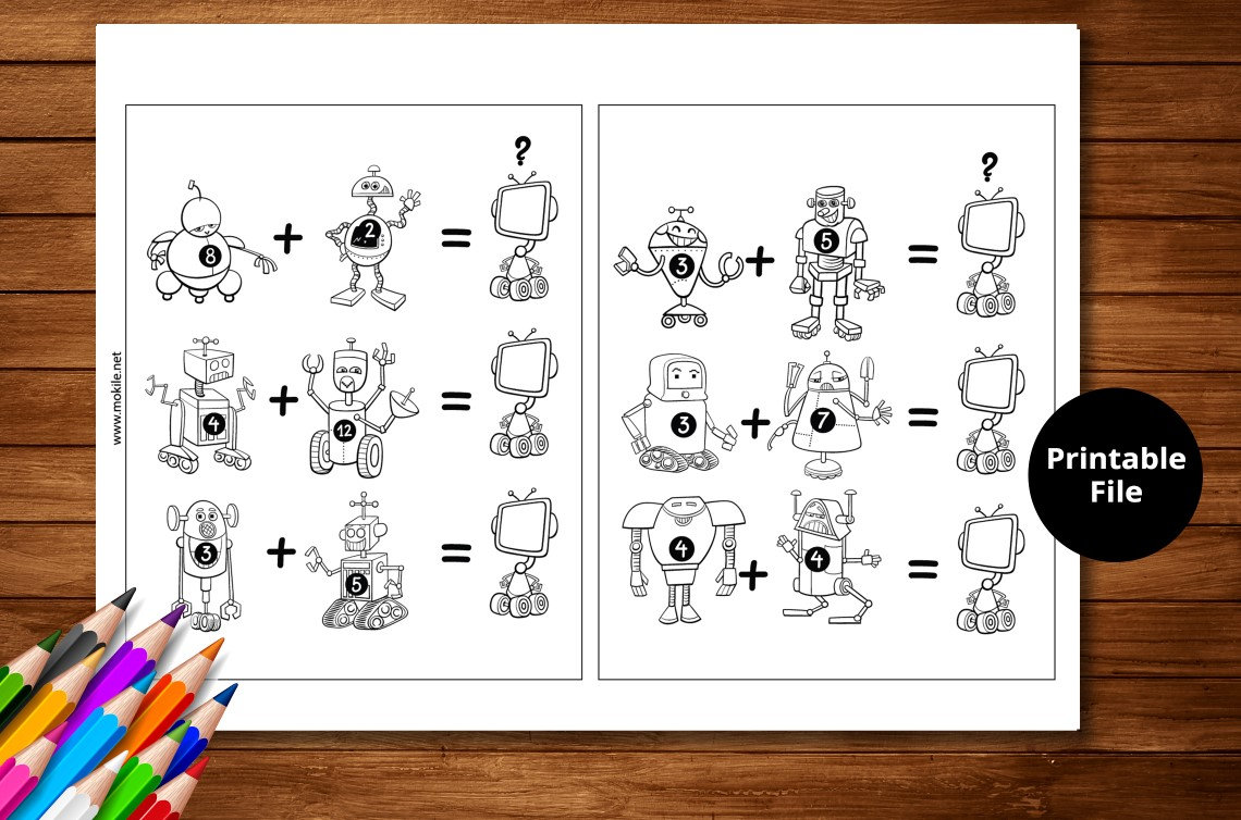 Robot Printable Activity and Coloring Sheets - 8 Fun Pages for Kids - Etsy