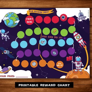 Space Reward Chart: Kids Printable Sticker Chart (PDF + JPG) - Etsy