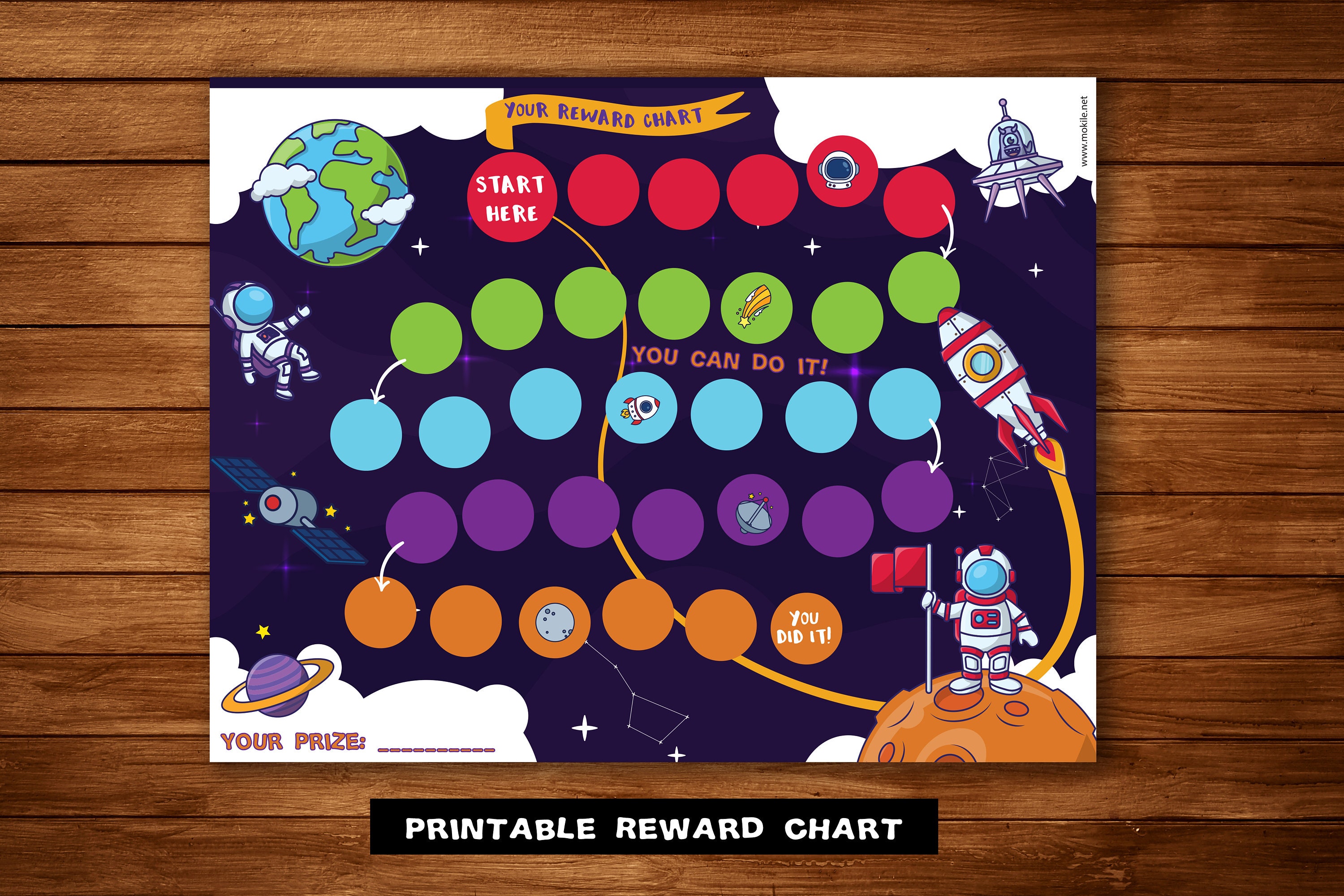 Reward Chart, Printable Space Reward Chart, Sticker Chart, Reward Chart ...