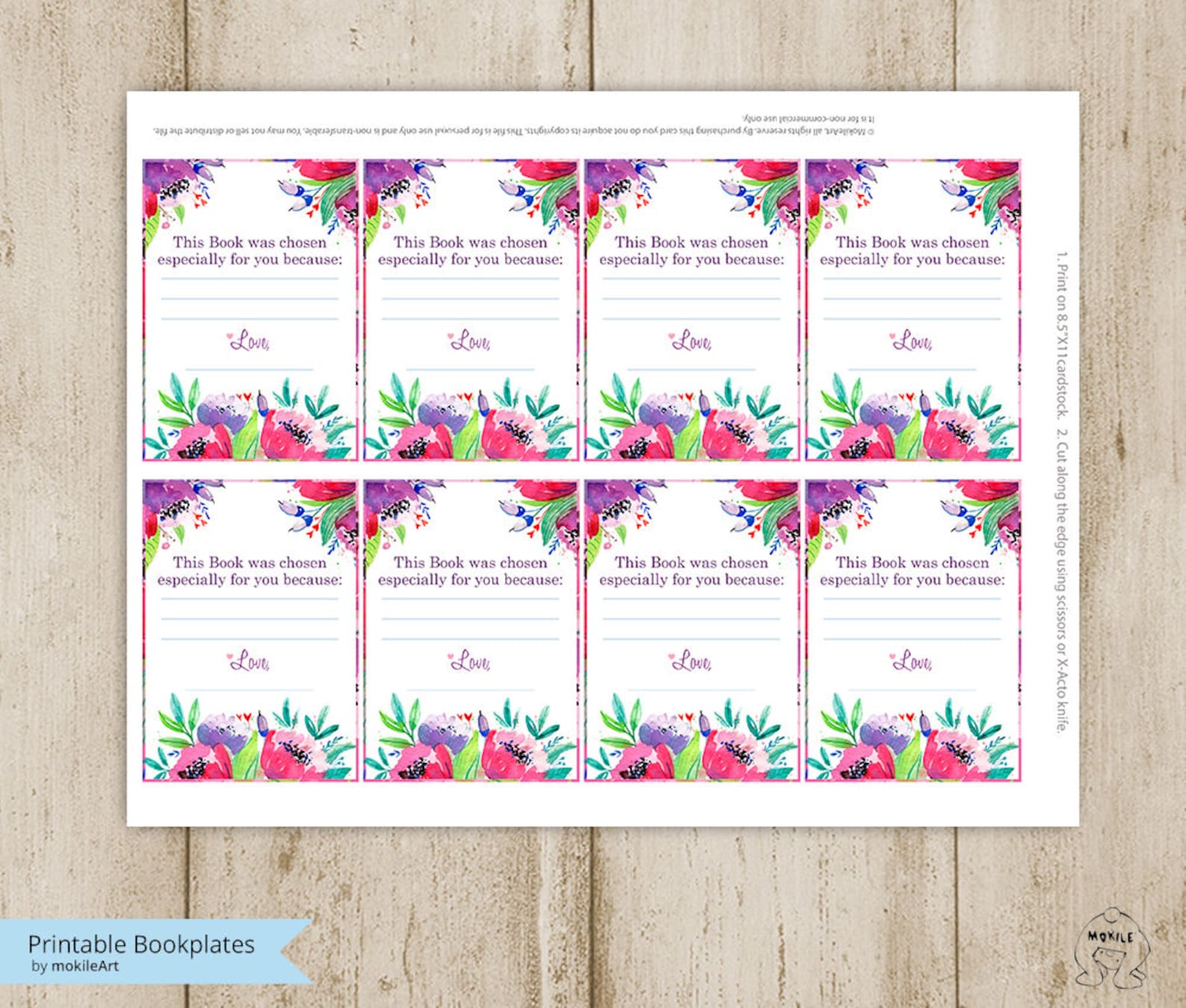 Printable Bookplates -baby Shower Bookplate-floral Printable-book ...