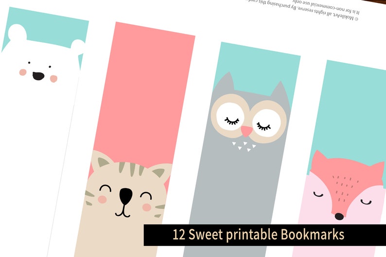 Printable Bookmarks Template Animals Bookmarks Printable | Etsy Israel