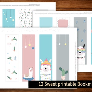 Llama & Cactus Printable Bookmarks: Set of 12 (PDF) - Etsy