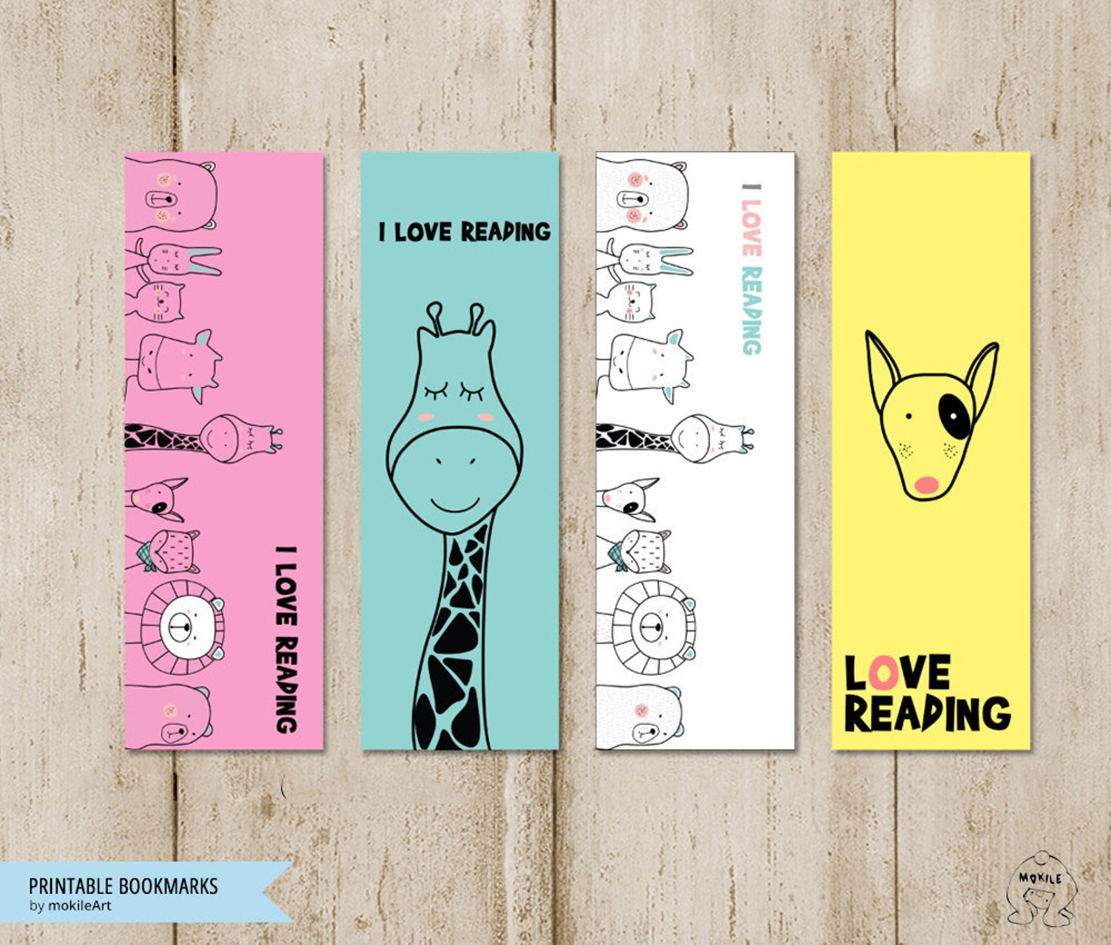 Printable Bookmarks Template Animals Bookmarks Printable - Etsy