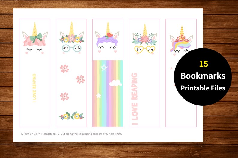 Printable Unicorn Bookmarks, Printable Gift, Printable Bookmarks ...