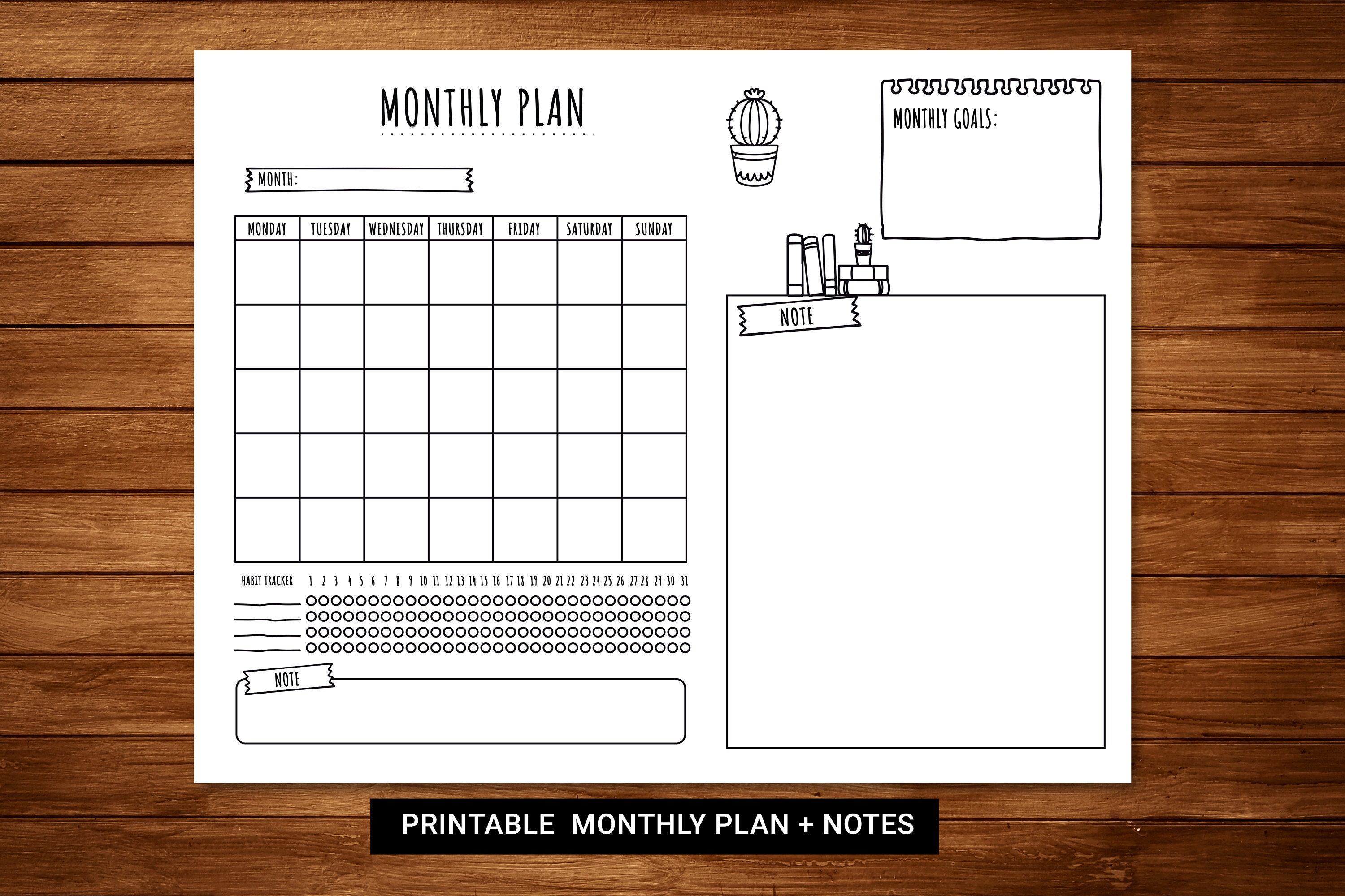 Daily Plan Monthly Plan Colouring Page BOOKMARKS Planner - Etsy