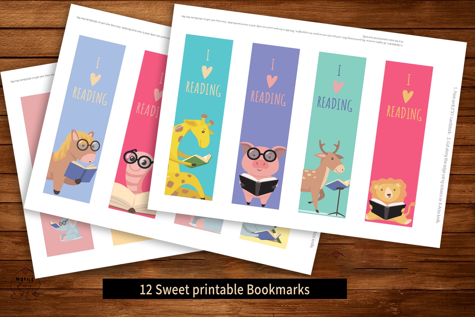 Printable Animal Bookmarks for Kids: Set of 12 (PDF) - Etsy