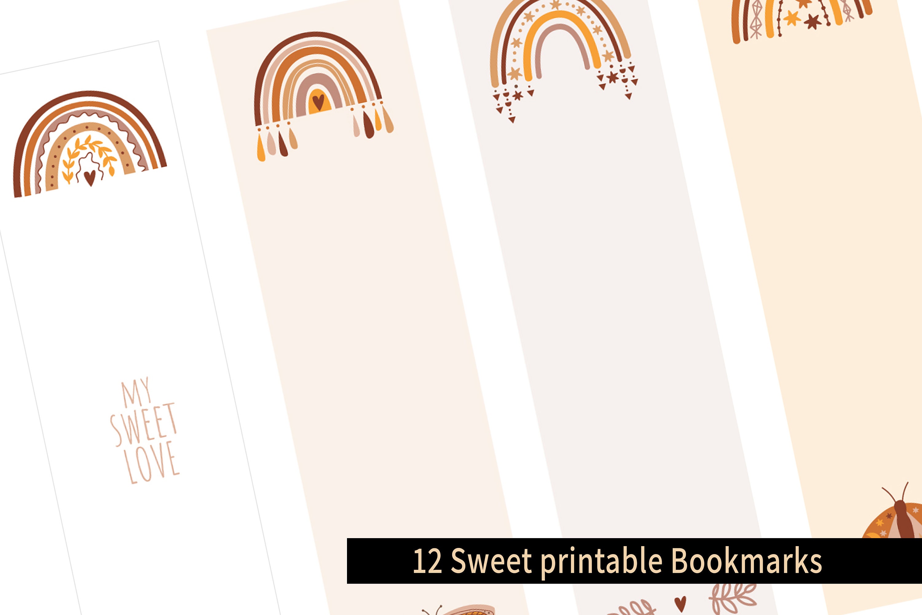 Boho Rainbow Bookmarks: 12 Printable Cards (instant Download) - Etsy