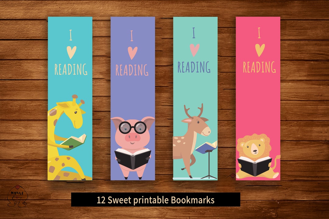 Printable Animal Bookmarks for Kids: Set of 12 (PDF) - Etsy