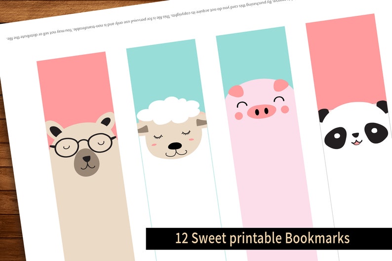 Animal Printable Bookmarks: Set of 12 (digital Download) - Etsy Canada