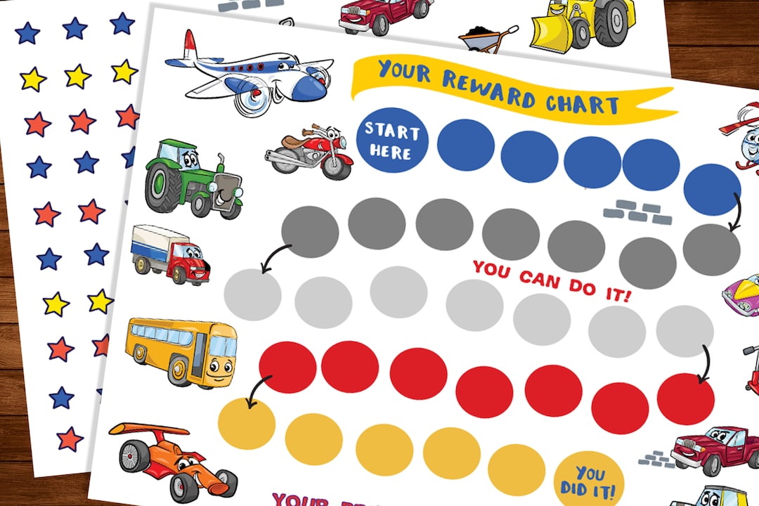 Printable Reward Chart reward Chart Vehicle Sticker Chart - Etsy