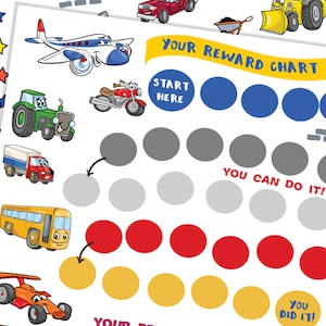 Printable Reward Chart ,reward Chart- Vehicle, Sticker Chart ...